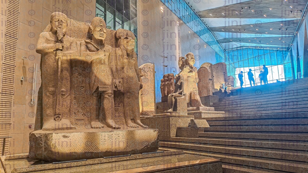 A collection of pharaonic statues in the Grand Egyptian Museum. | Jini ...