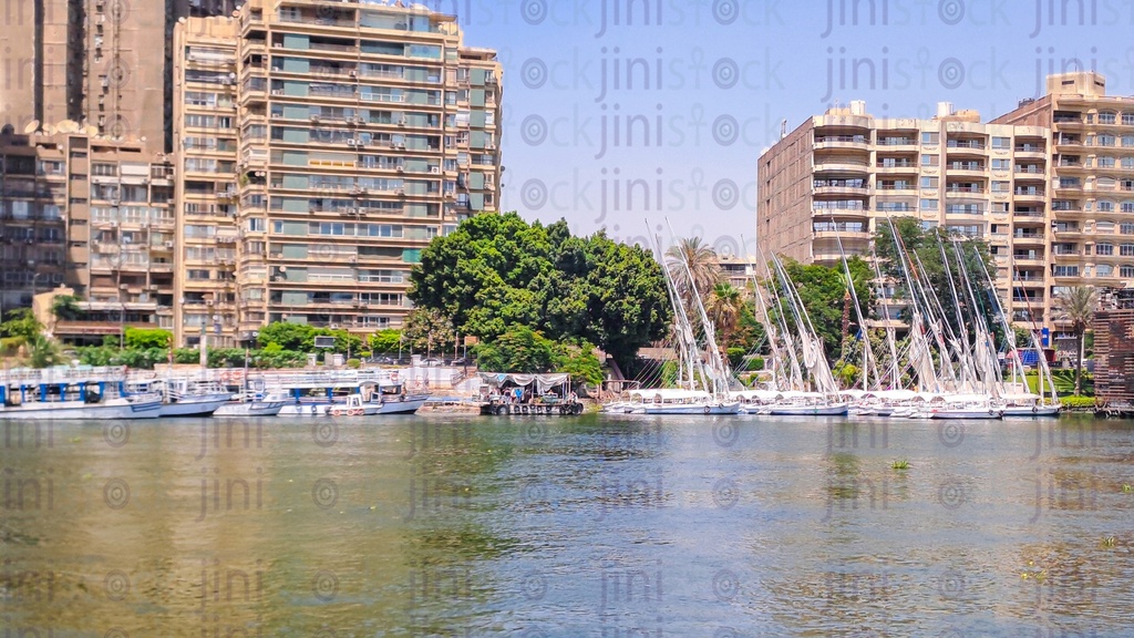 The Great Nile River - Nile Corniche - Maadi Cornish. | Jini Stock