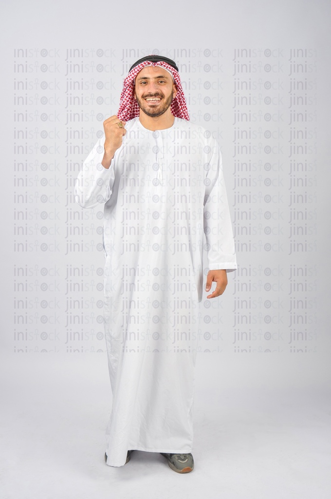 Khaliji man doing the winner sign | Jini Stock