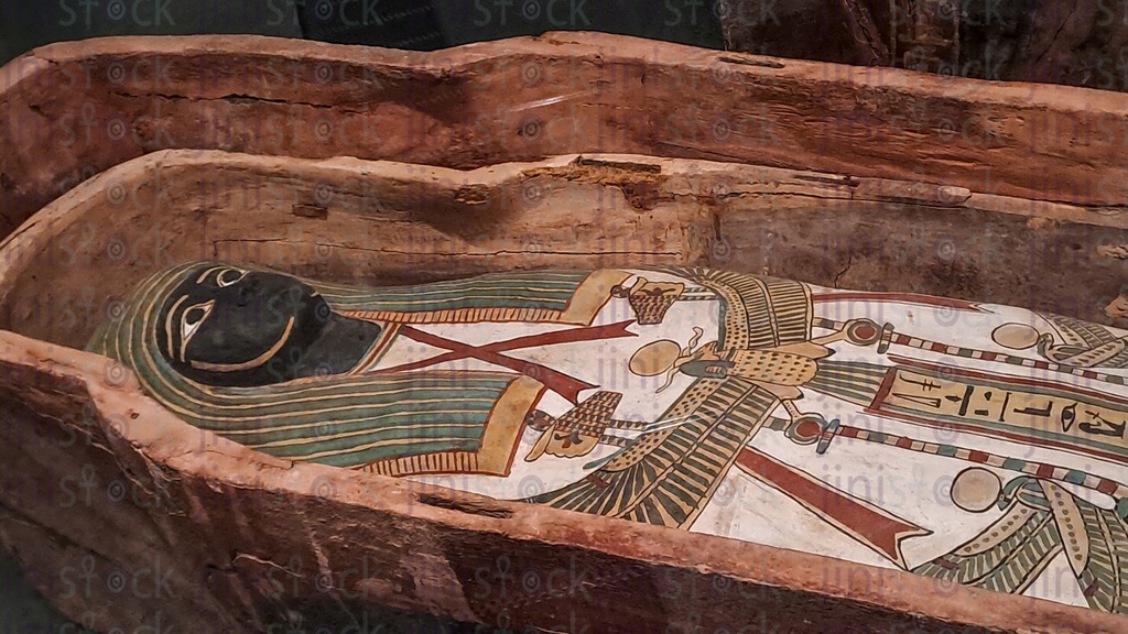 An ancient Egyptian mummy in the grand Egyptian museum | Jini Stock