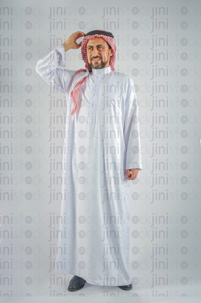 Khaliji Saudi Arabian or Emirati man or a man from the Gulf thinking in ...