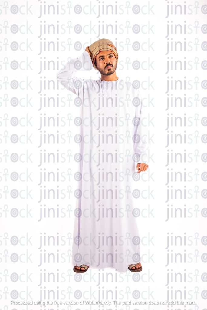 Omani khaliji arab man from gulf thinking | Jini Stock