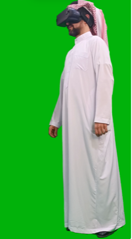 khaliji saudi arabian man wearing VR glass | Jini Stock