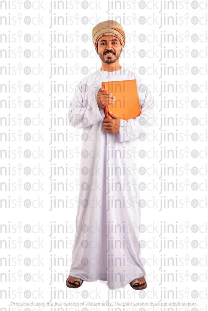 Omani arab khaliji man from Gulf holding folder | Jini Stock
