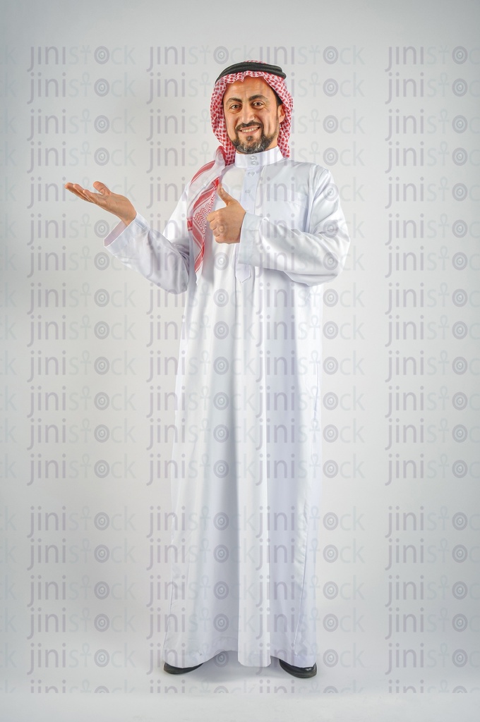 excited Khaliji or a Saudi Arabian man or a man from the Gulf raising ...